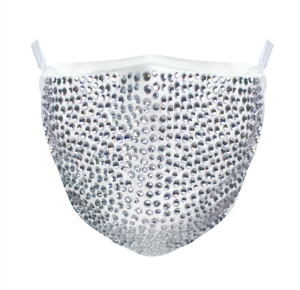 Rhinestone Mask - Silver Crystal on White – Lit Cosmetics