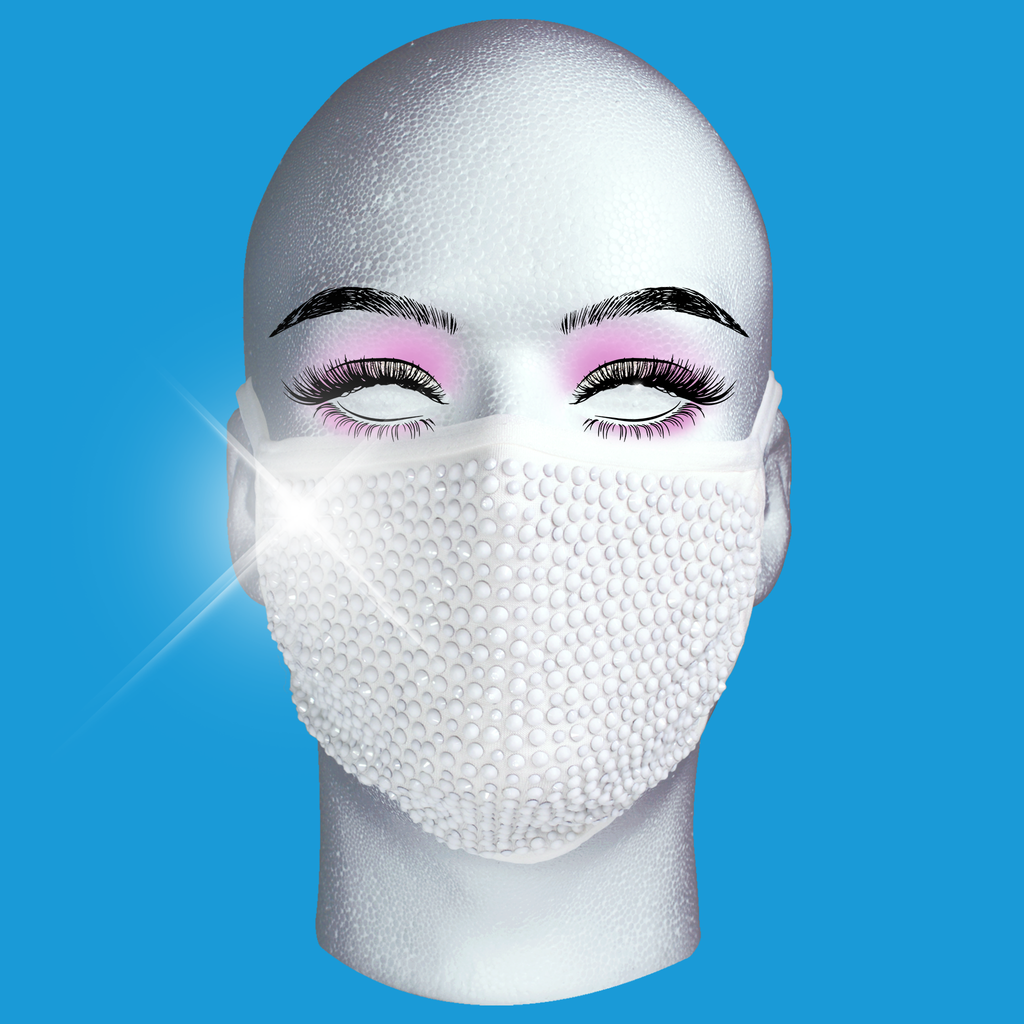 Rhinestone Mask - White Porcelain Crystal on White – Lit Cosmetics
