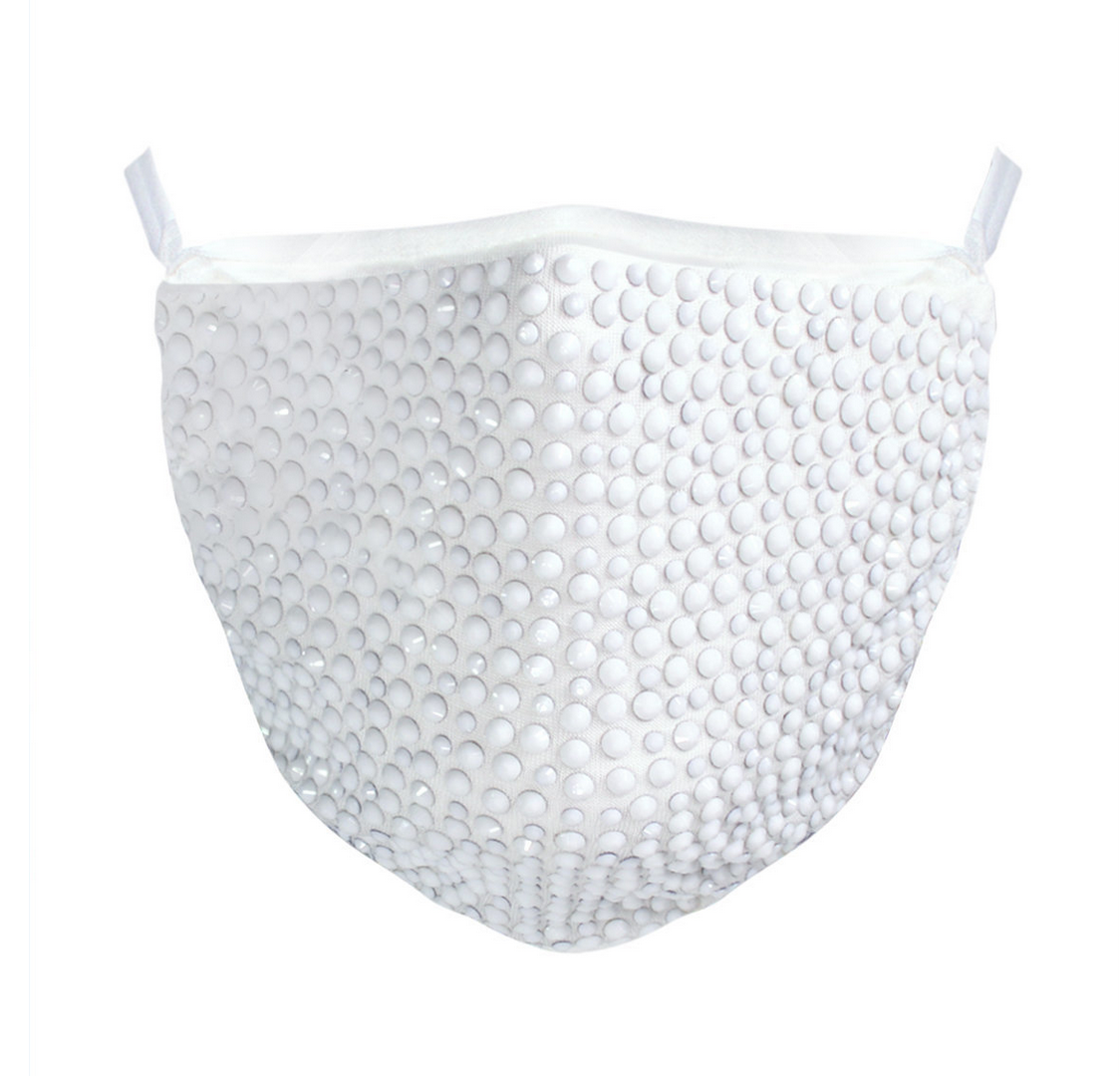 Rhinestone Mask - White Porcelain Crystal on White – Lit Cosmetics